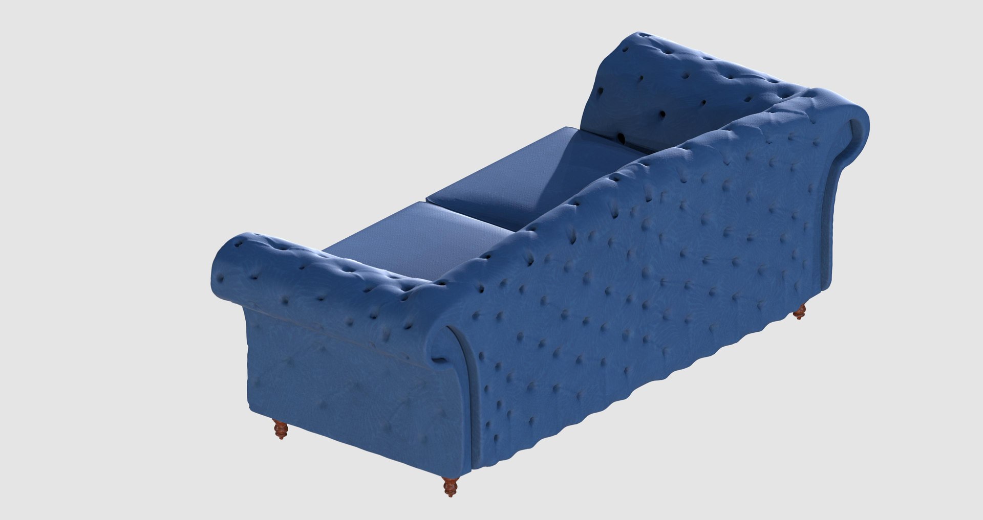 3D Blue capitone basic sofa model - TurboSquid 1990474