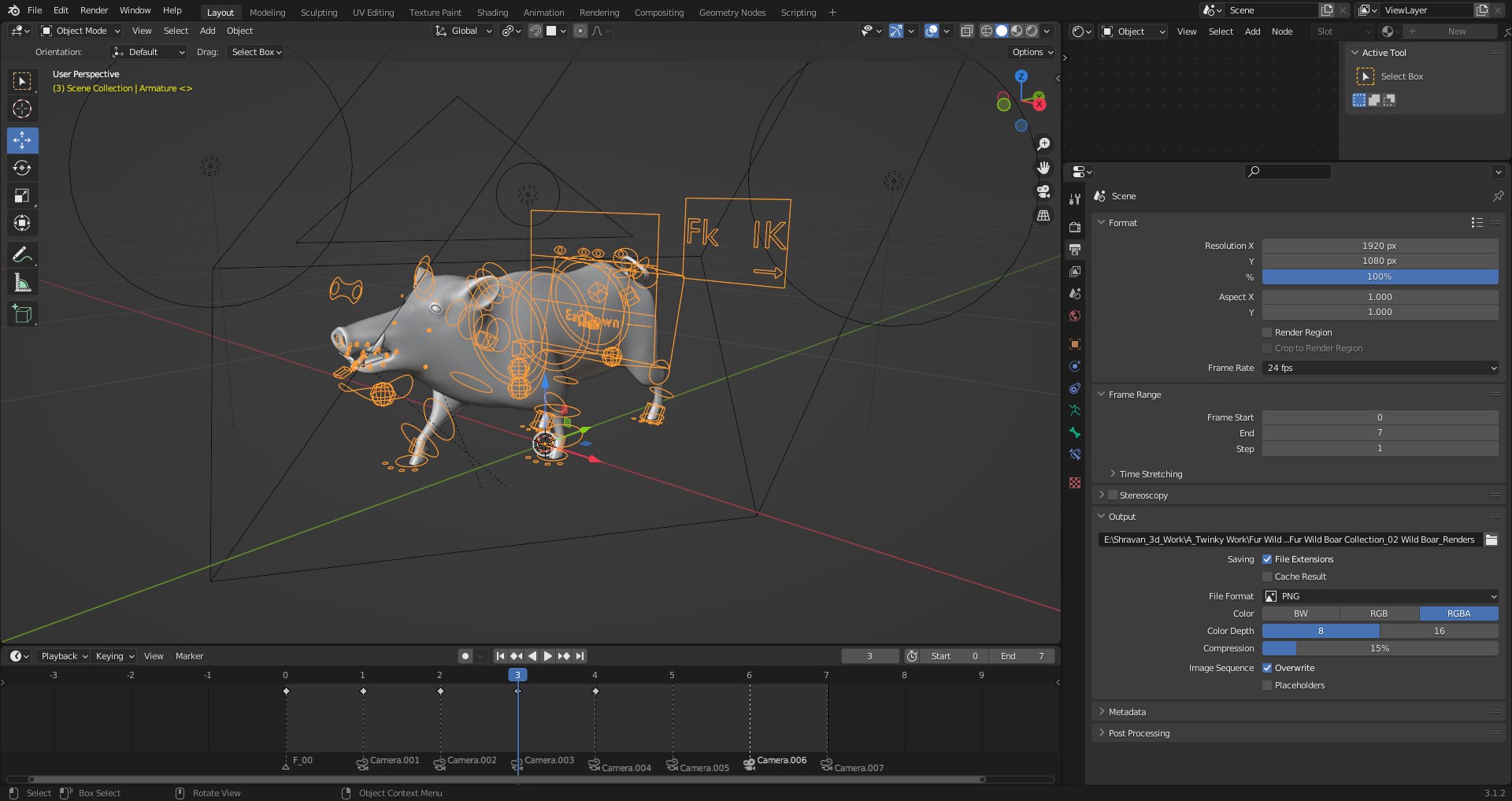 3D Model Black Wild Boar Rigged V06 In Blender - TurboSquid 1991713