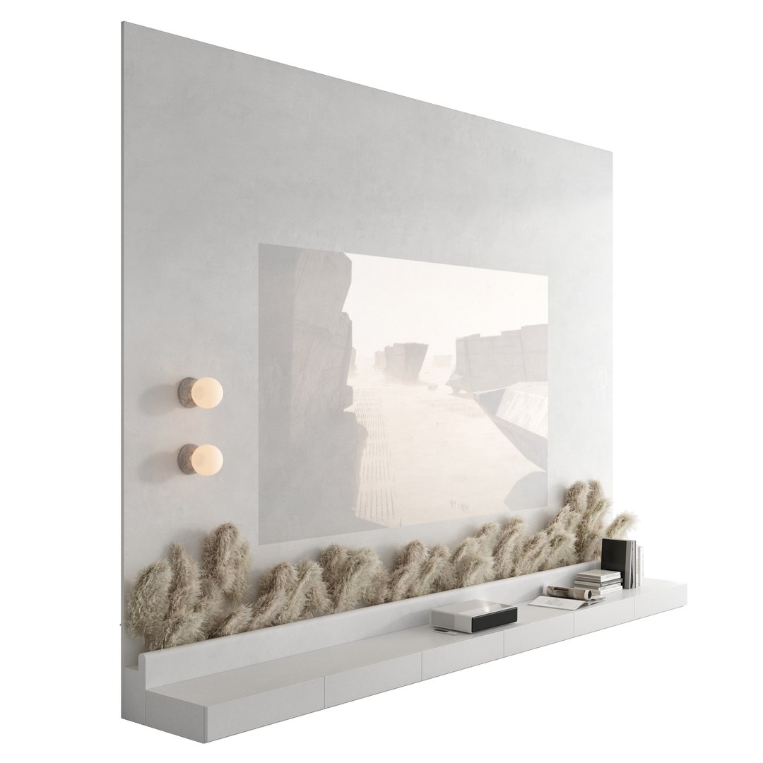 3D TV Wall Set 72 With Laser Projector - TurboSquid 2232996