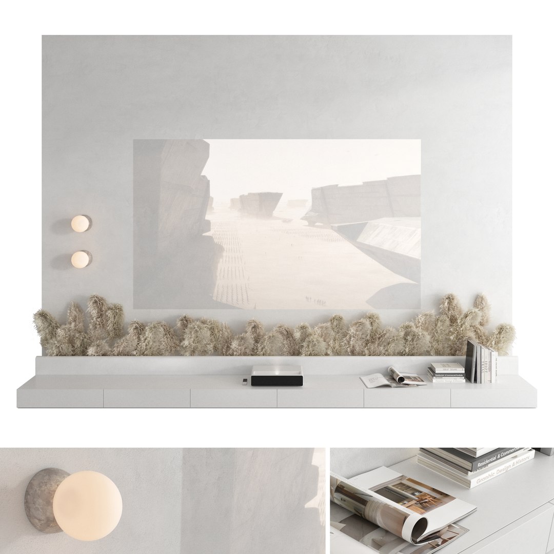 3D TV Wall Set 72 With Laser Projector - TurboSquid 2232996