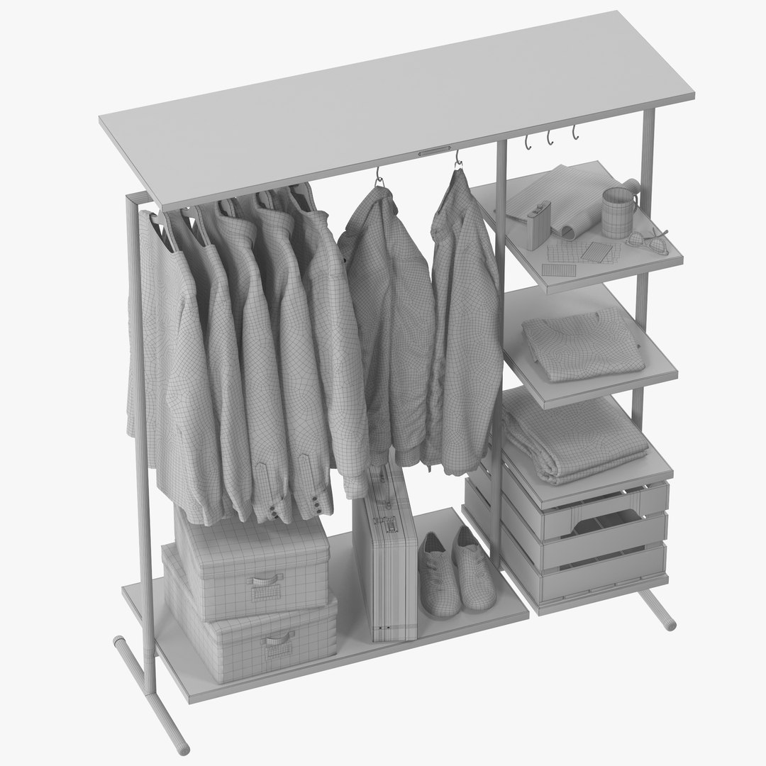 3D Model Clothes Rack Wood - TurboSquid 1336717