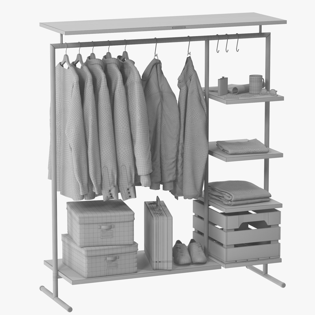 3D Model Clothes Rack Wood - TurboSquid 1336717