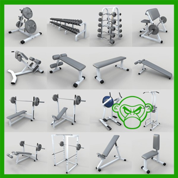 3d model of weight set