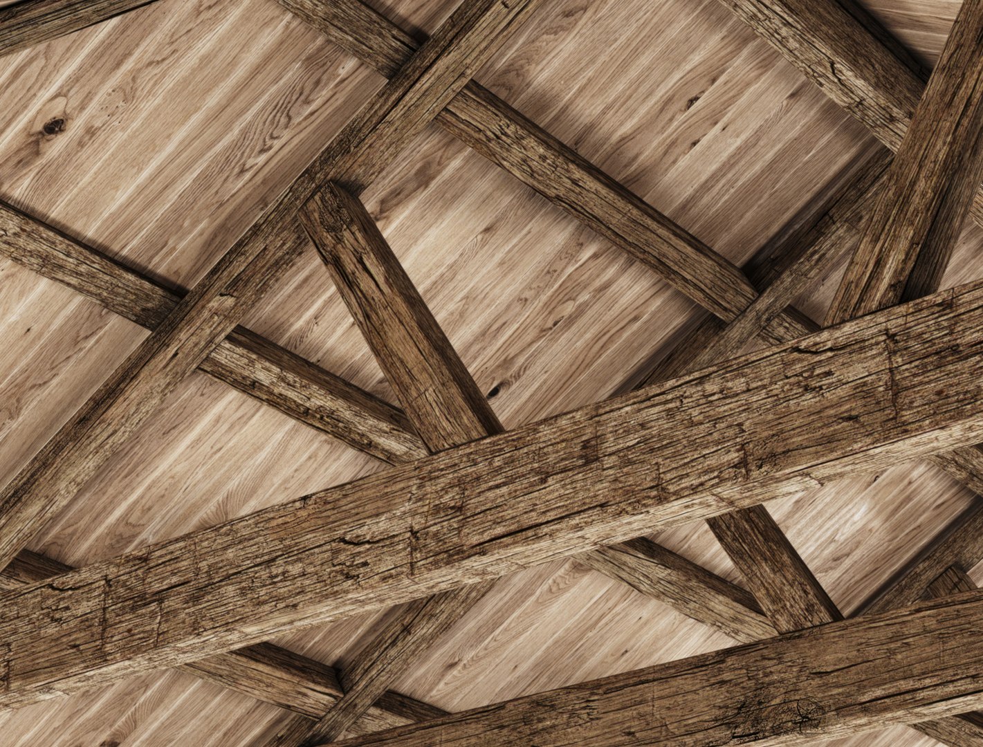 3D Wooden Ceiling V10 With Beams - TurboSquid 2285178