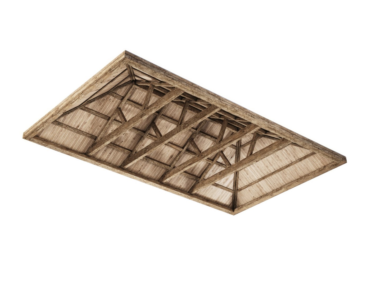3D Wooden Ceiling V10 With Beams - TurboSquid 2285178