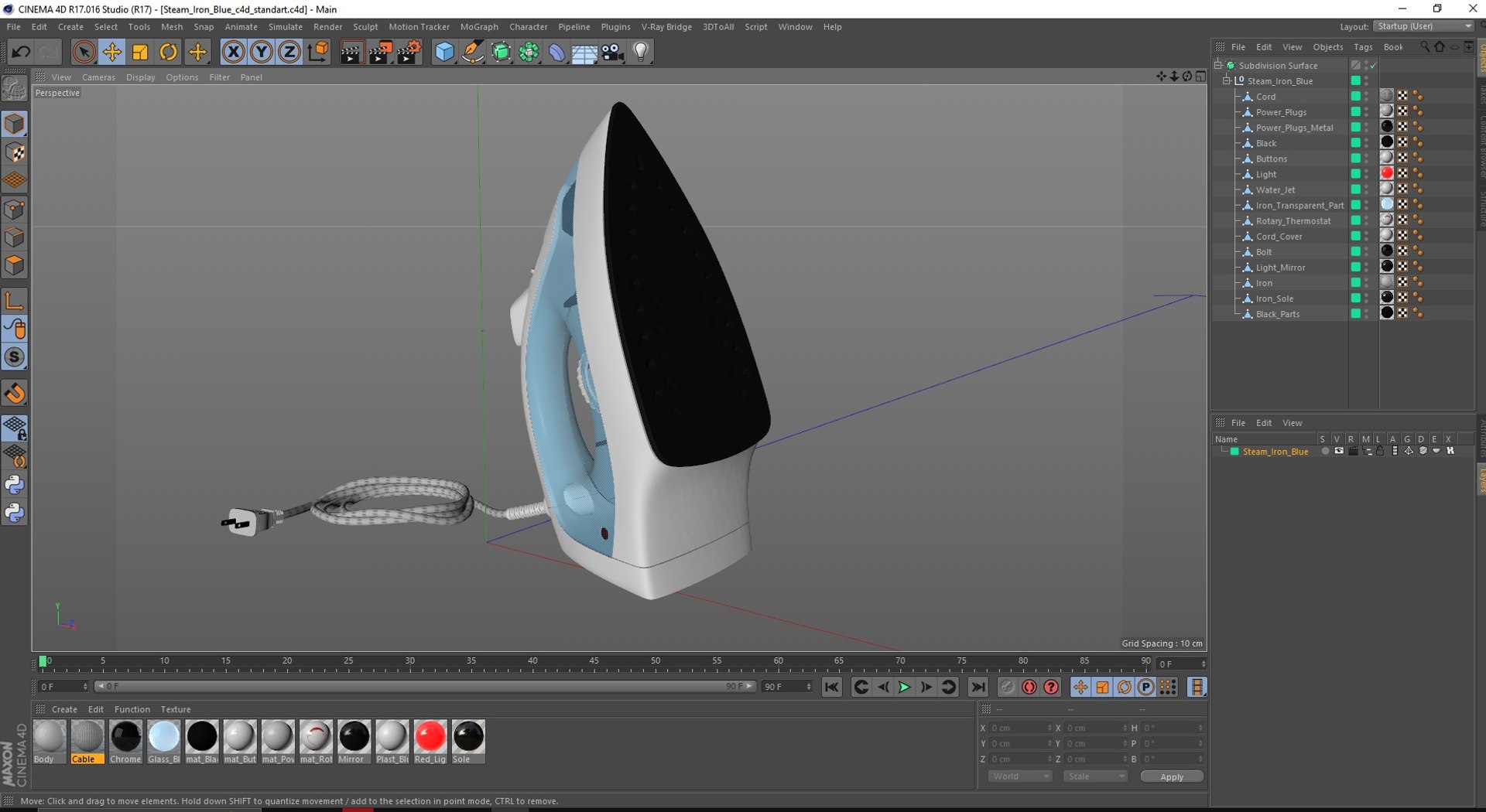 3D Steam Iron Blue Model - TurboSquid 2062674