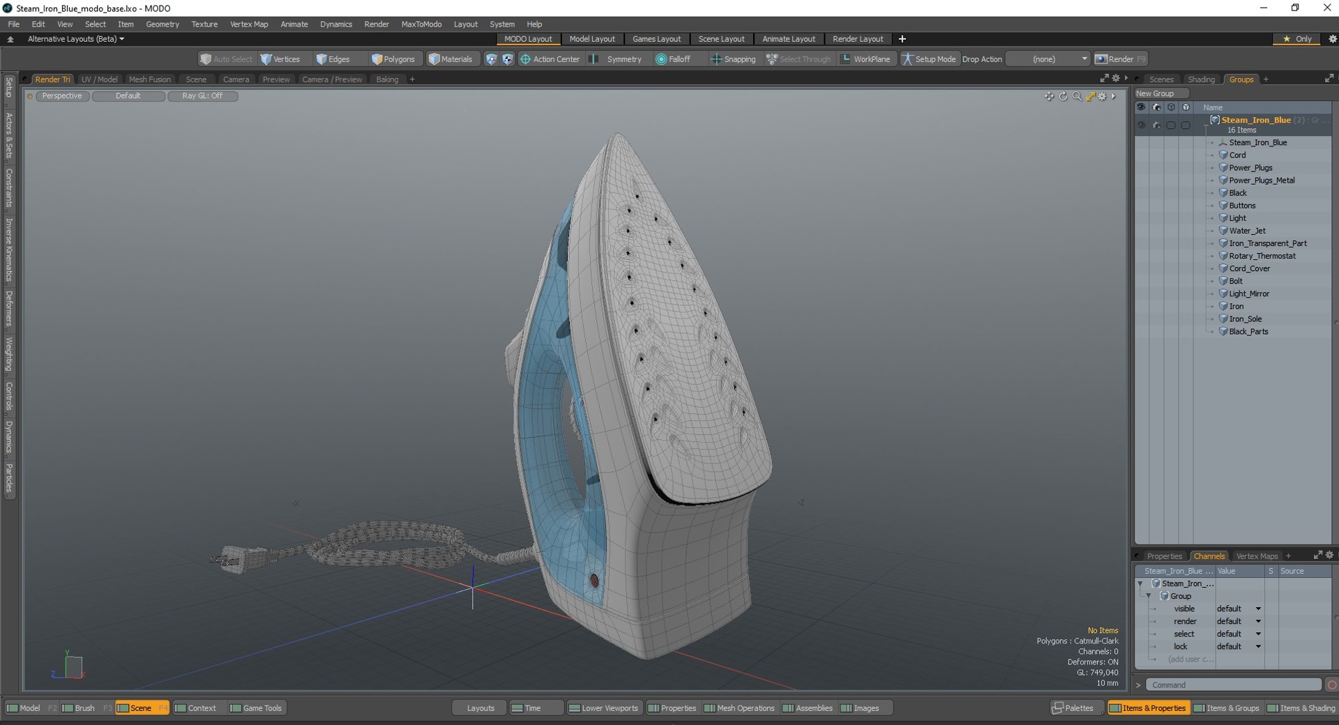 3D Steam Iron Blue Model - TurboSquid 2062674