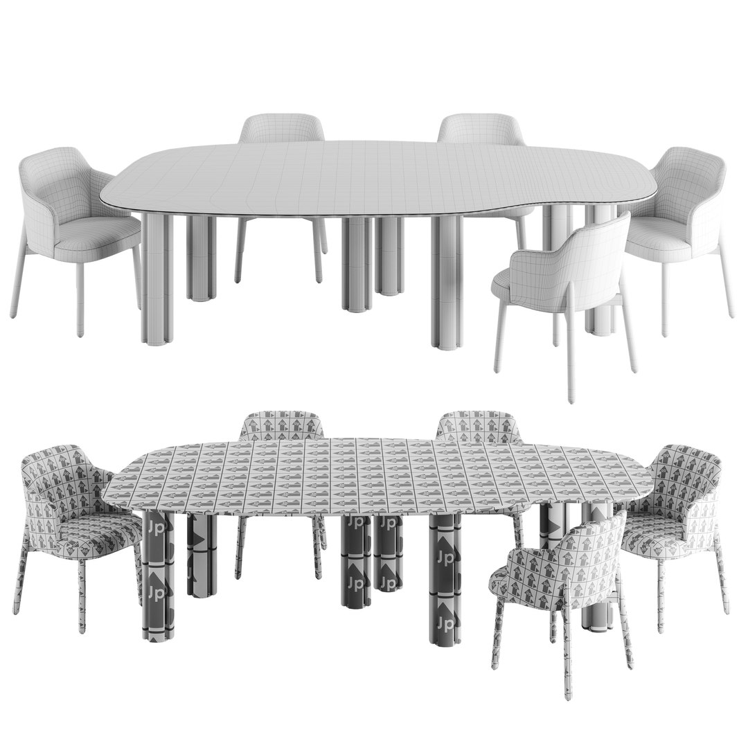 Porada Berry Dining Table And Abby Chair 3D - TurboSquid 1956152