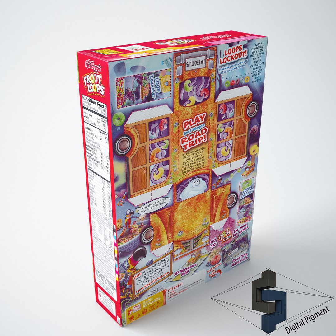 3ds Froot Loops Cereal Box