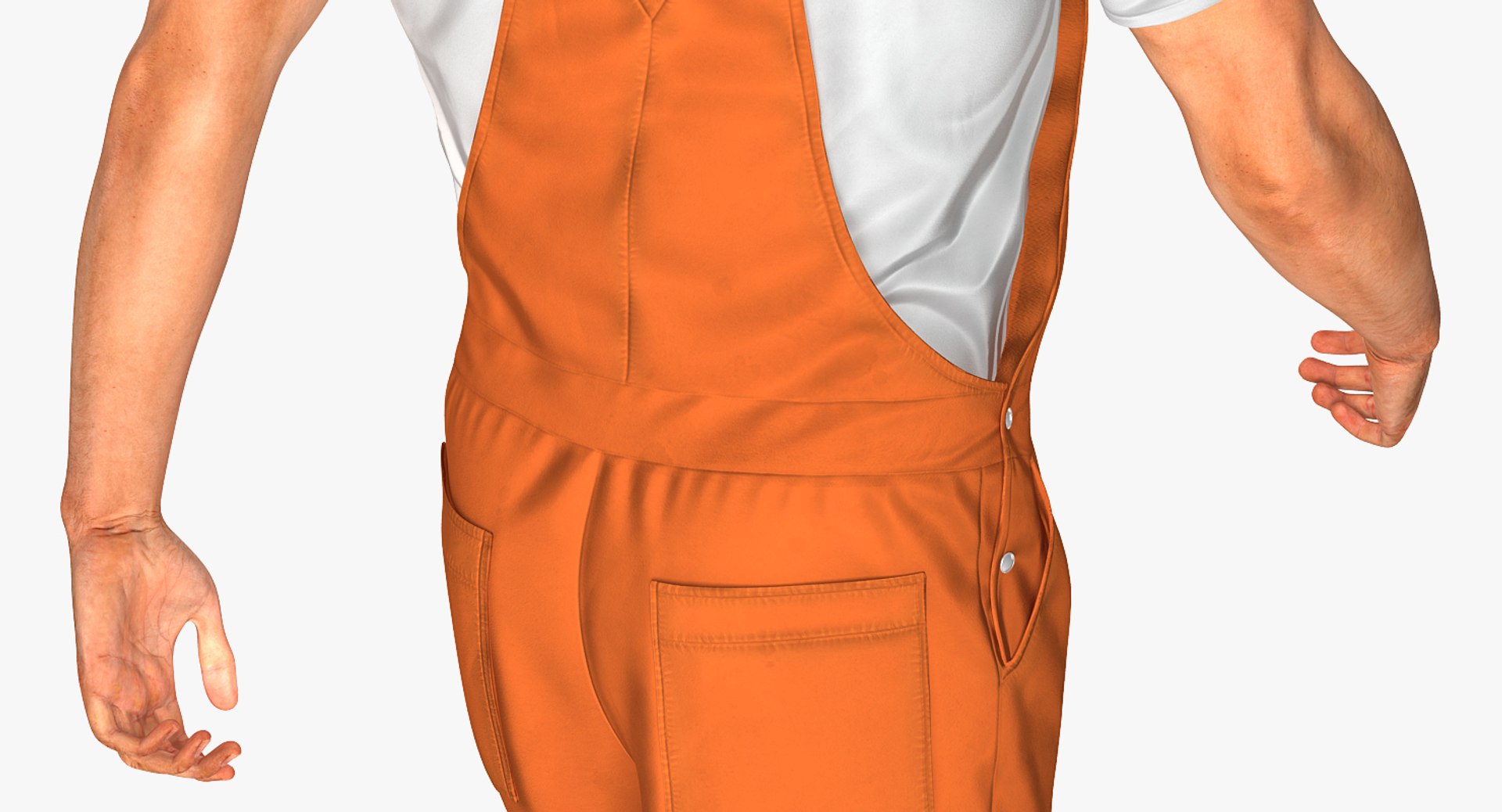 Worker Orange Uniform Walking 3d Max