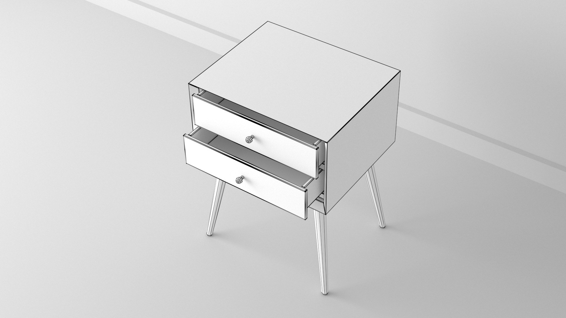 Mid-century Bedside Table Furniture 3D Model - TurboSquid 1705377