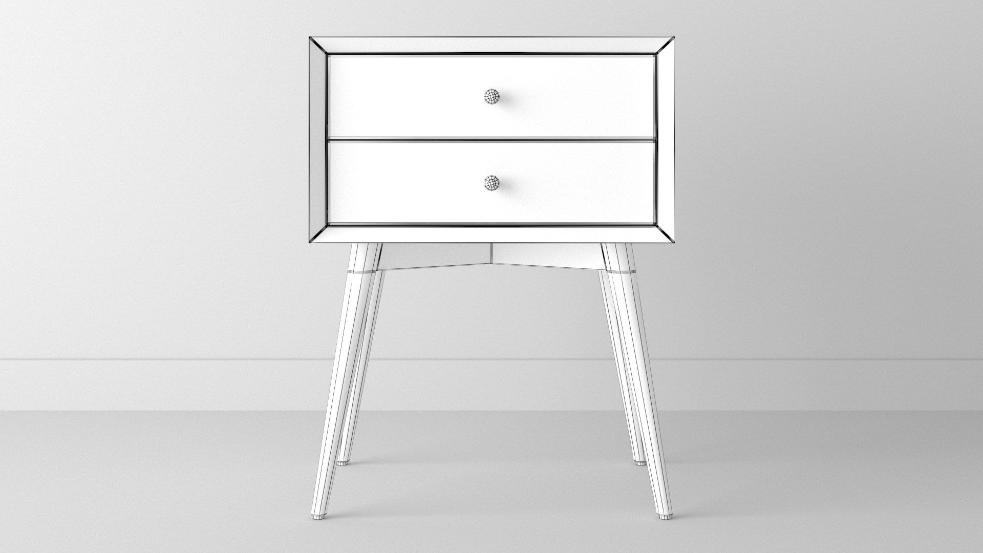 Mid-century Bedside Table Furniture 3D Model - TurboSquid 1705377