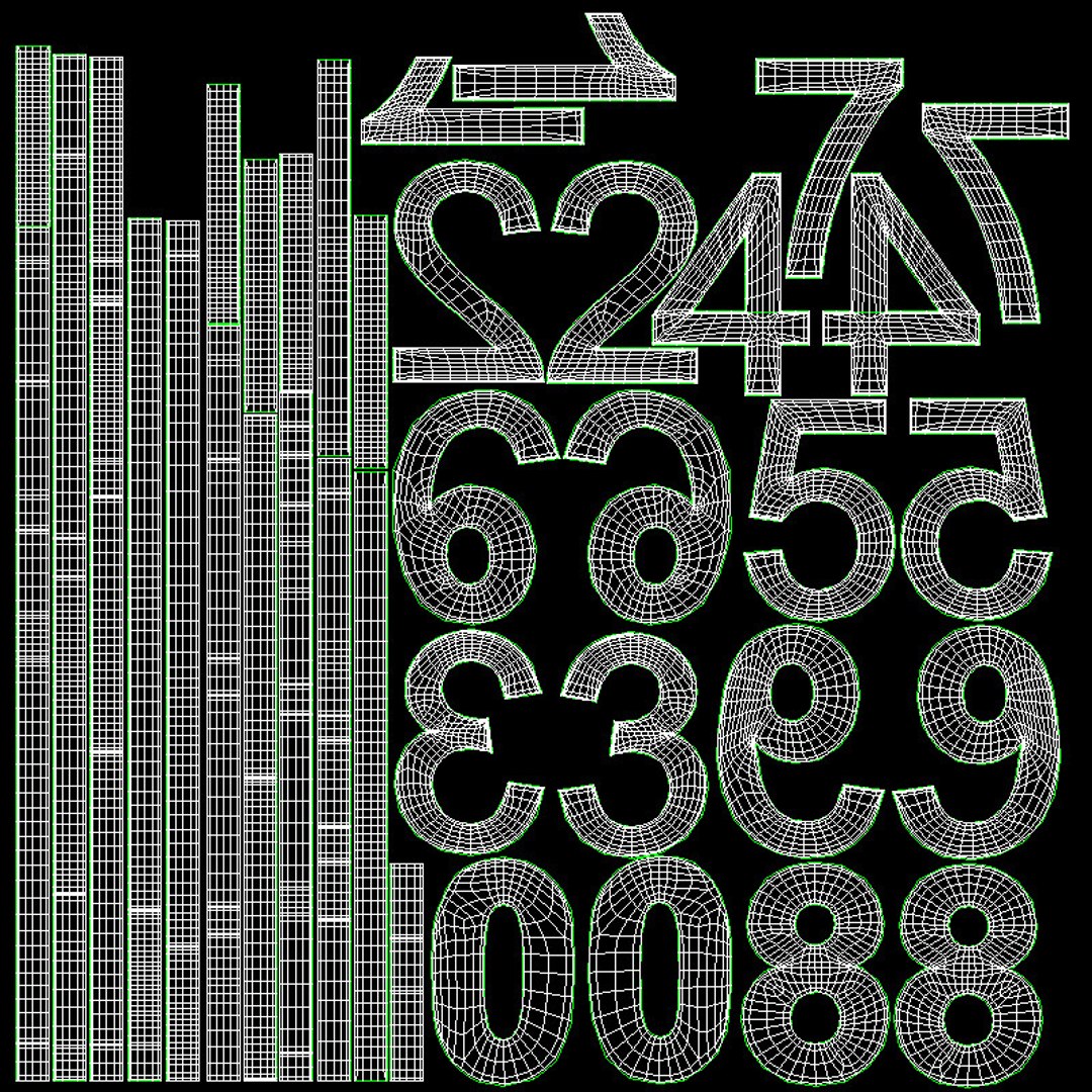 Arial Numbers 3d Model