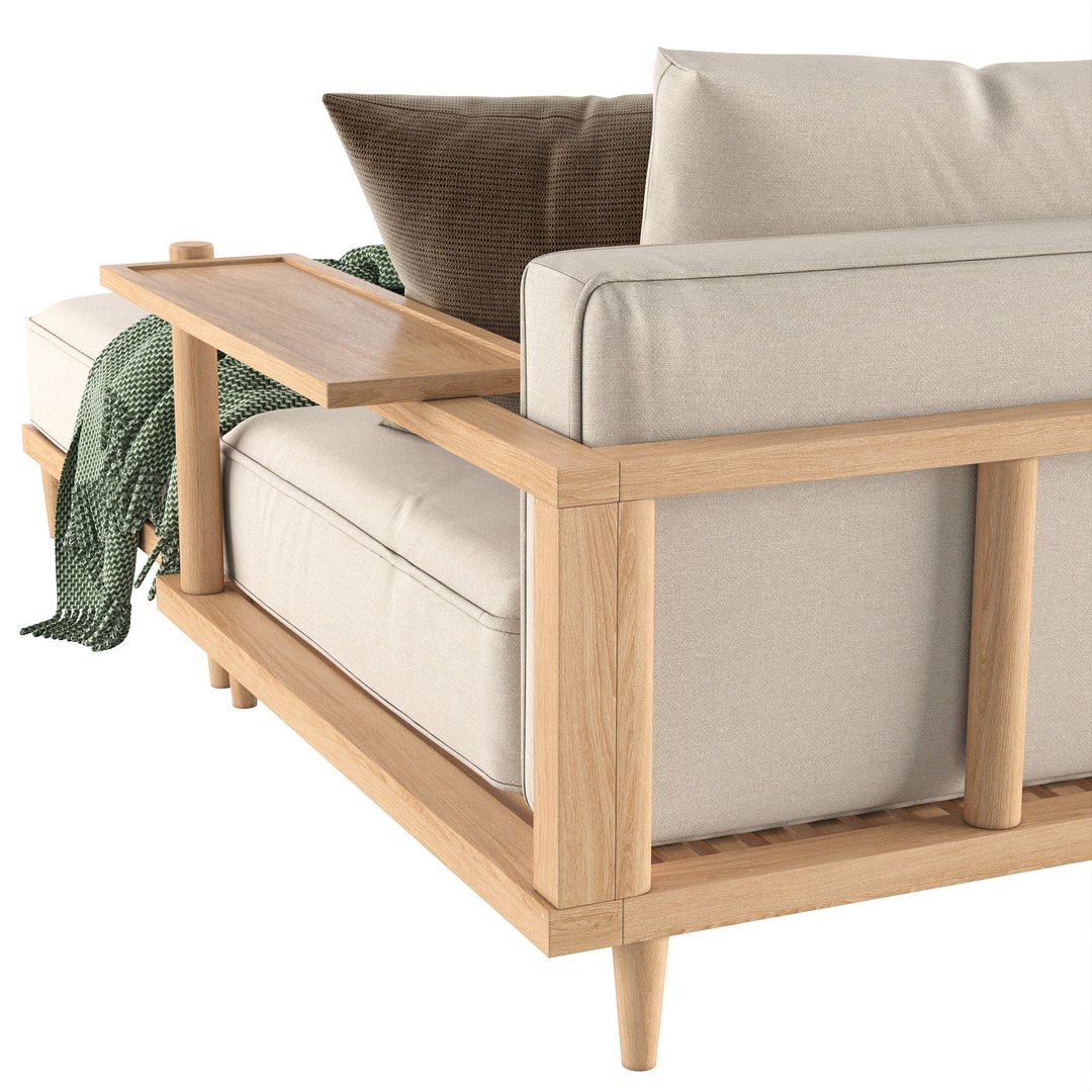 Riddle Ash Wood Outdoor L-Shaped Sectional Sofa by Acanva 3D ...
