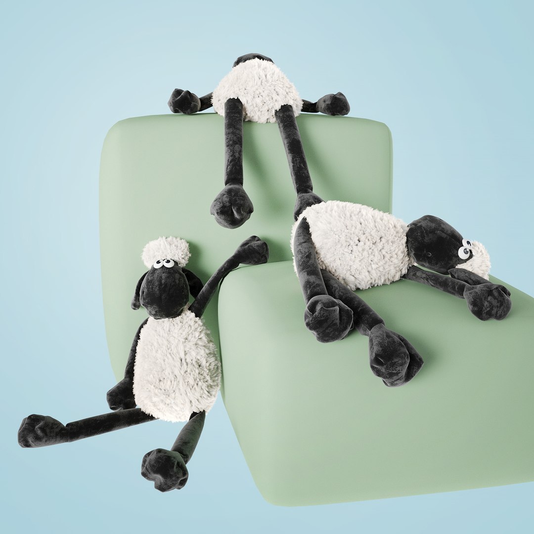 3D Shaun The Sheep Soft Plush Toy 03 3 Poses Model - TurboSquid 2121856