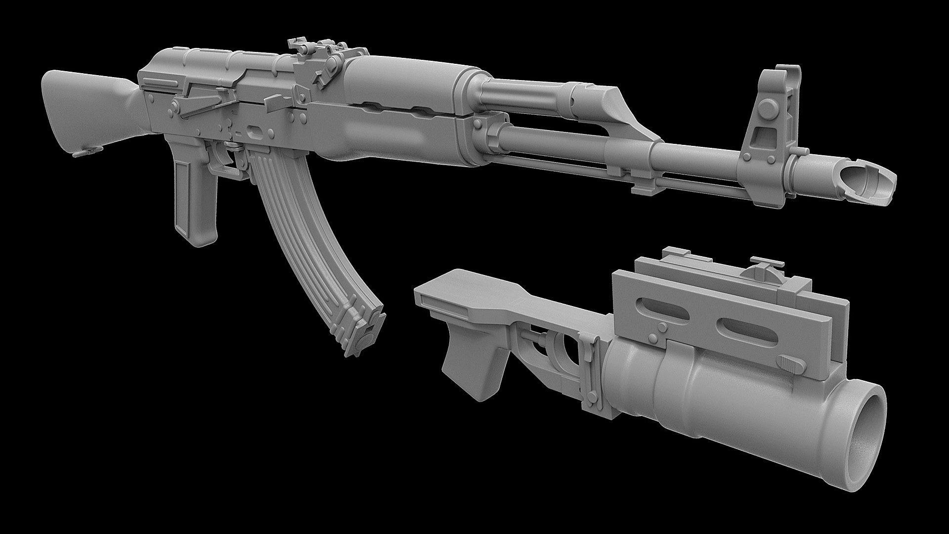 3D Ak 74 Rifle GP 25 Model - TurboSquid 1963056
