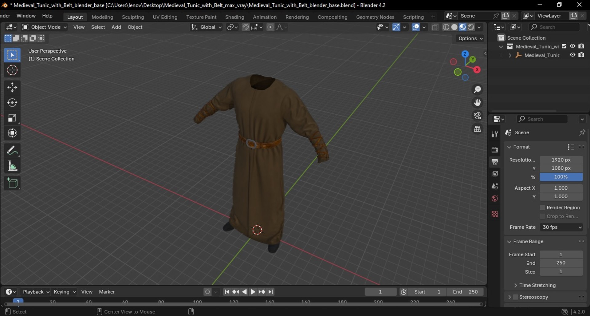 3D Medieval Tunic With Belt Model - TurboSquid 2406429