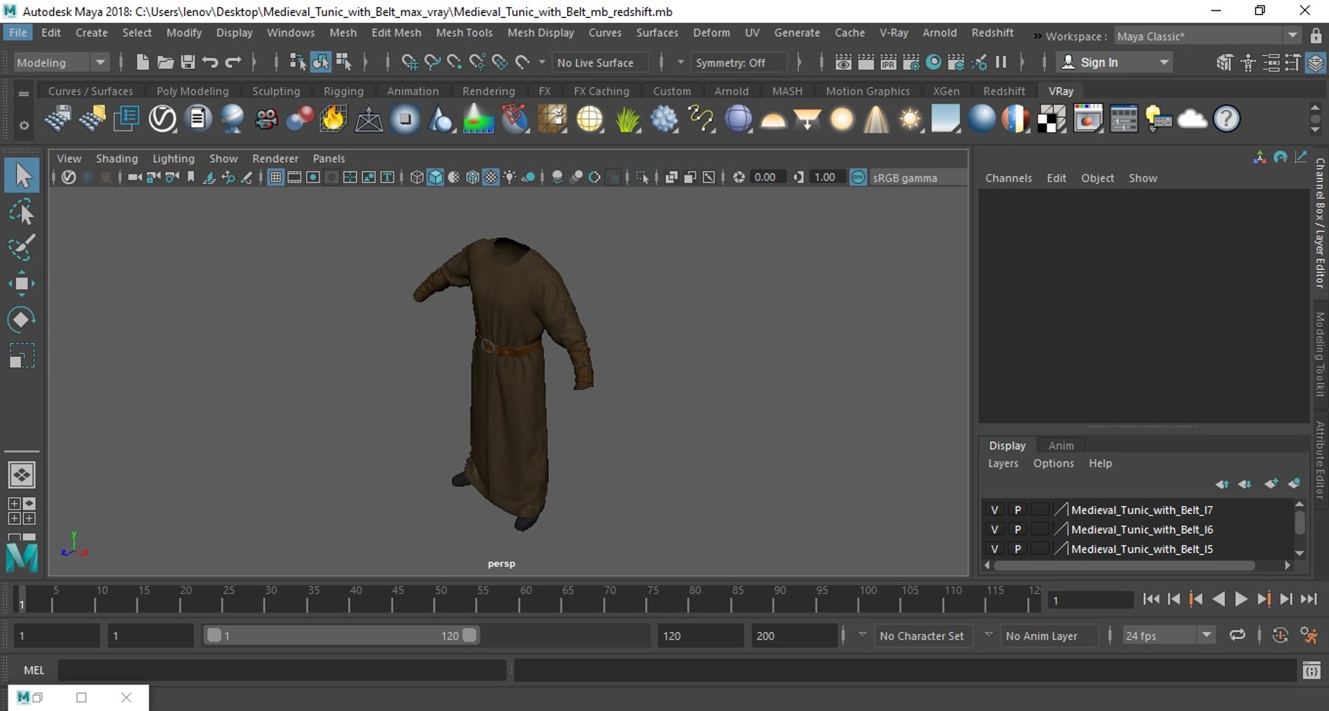 3D Medieval Tunic With Belt Model - TurboSquid 2406429