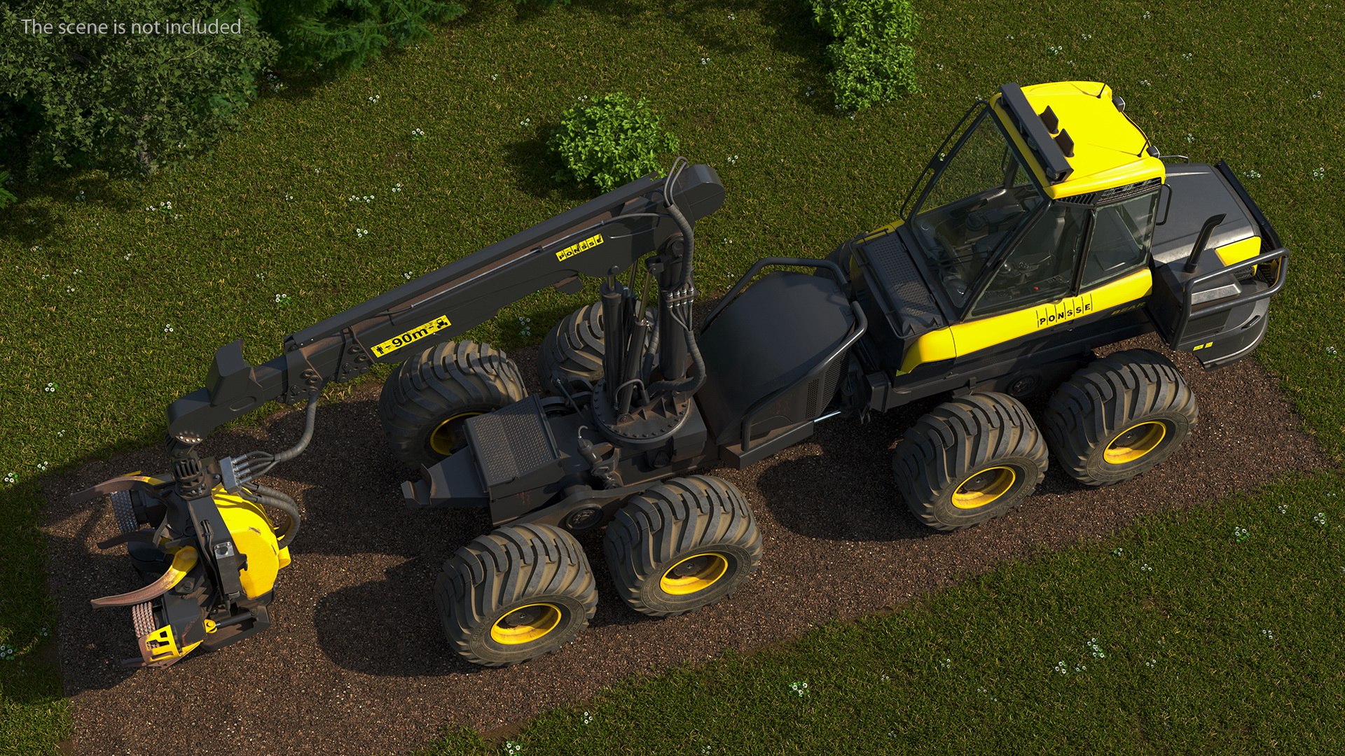 3D model Forestry Harvester PONSSE Bear 8W Dirty Rigged for Cinema 4D - TurboSquid 2062661