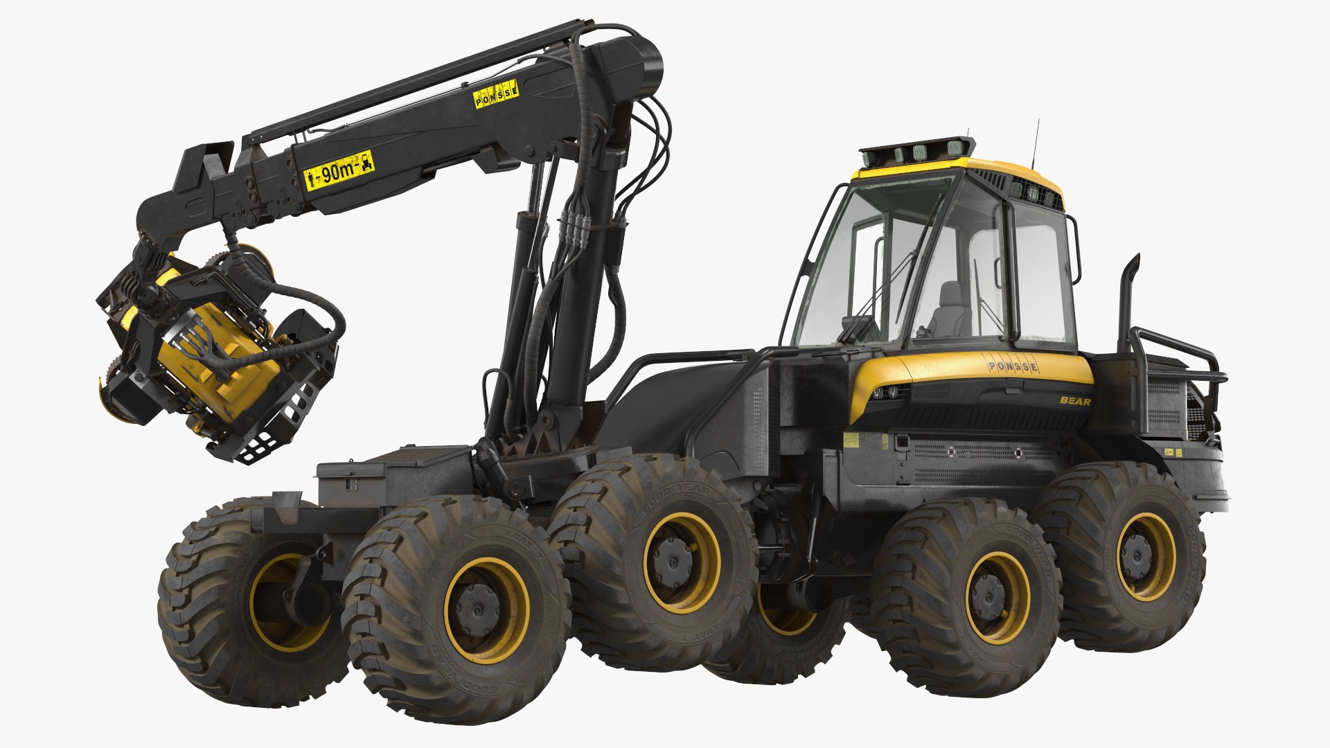 3D model Forestry Harvester PONSSE Bear 8W Dirty Rigged for Cinema 4D - TurboSquid 2062661