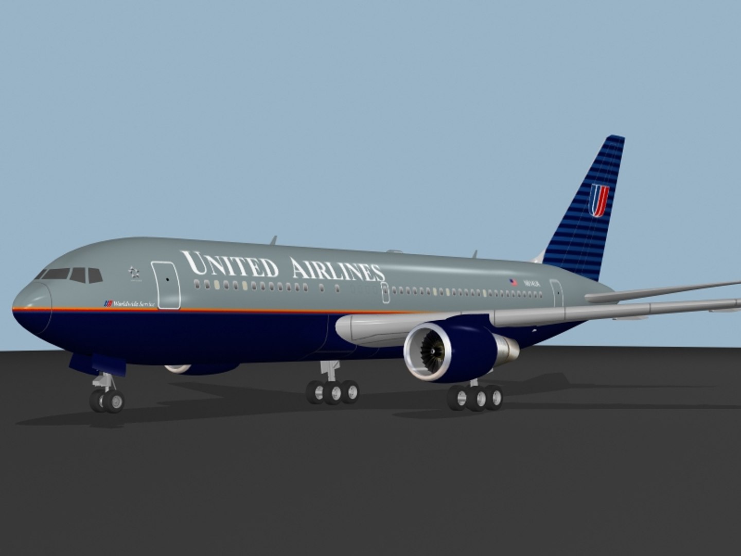 b 767-200 united airlines 3d model