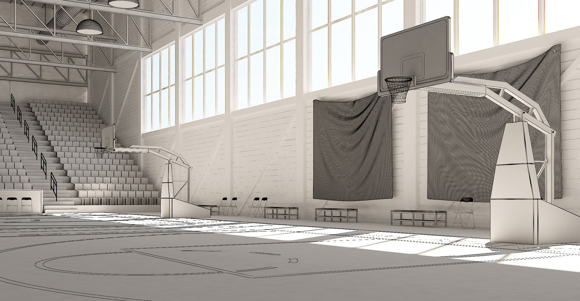 3D Basketball Training Court Model - TurboSquid 1717710