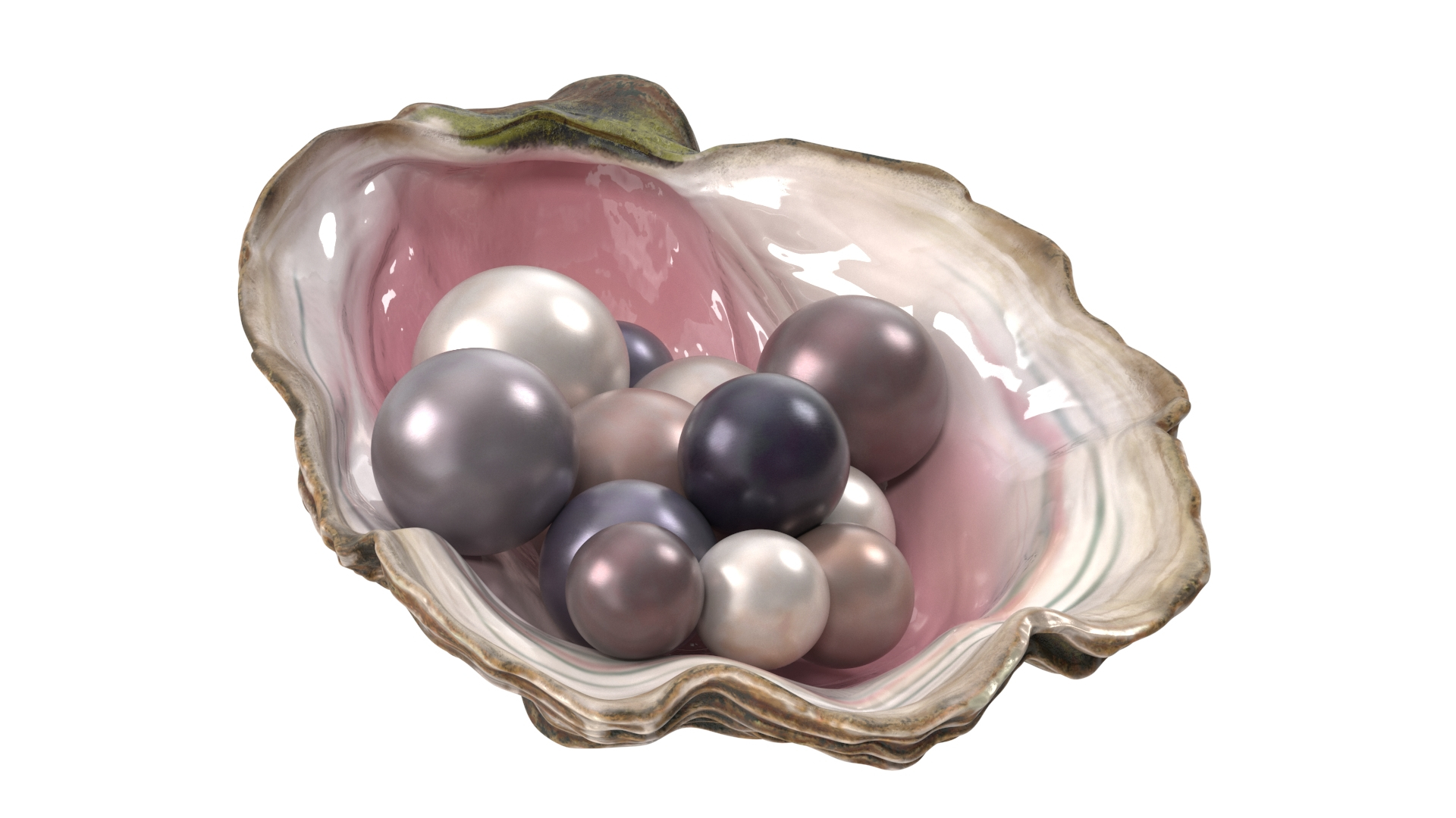 Colored Oyster Shell With Pearls 3D Model - TurboSquid 2387196