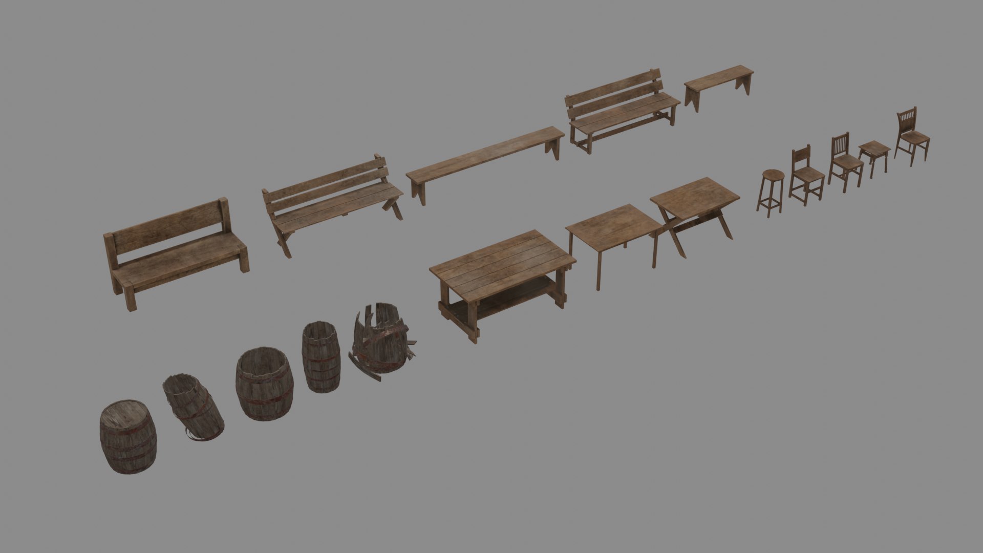 Free Free Set Of 18 Wooden Objects Low-poly 3D Model 3D - TurboSquid ...