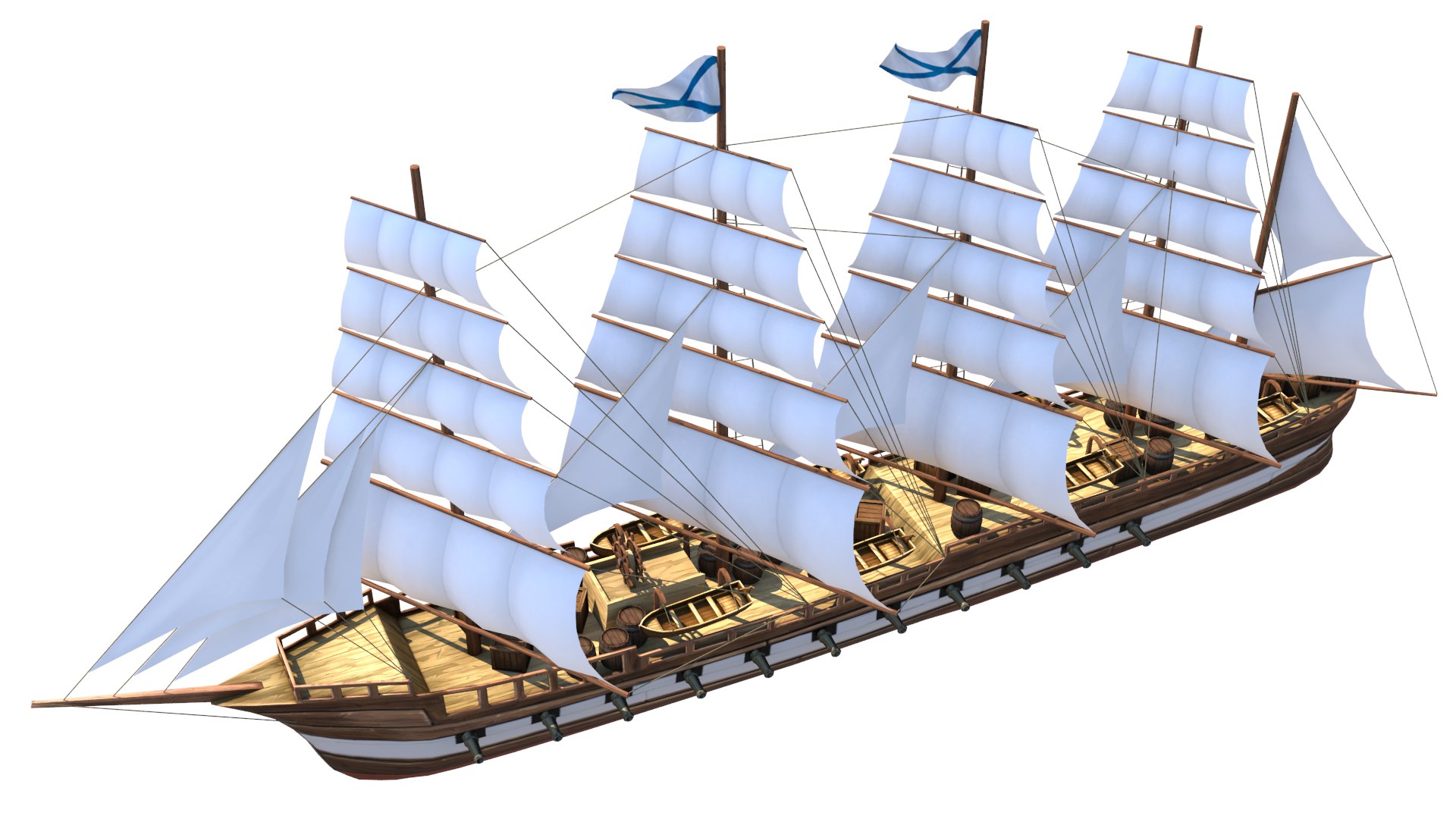 Sail Ship Barque Model - TurboSquid 1246082