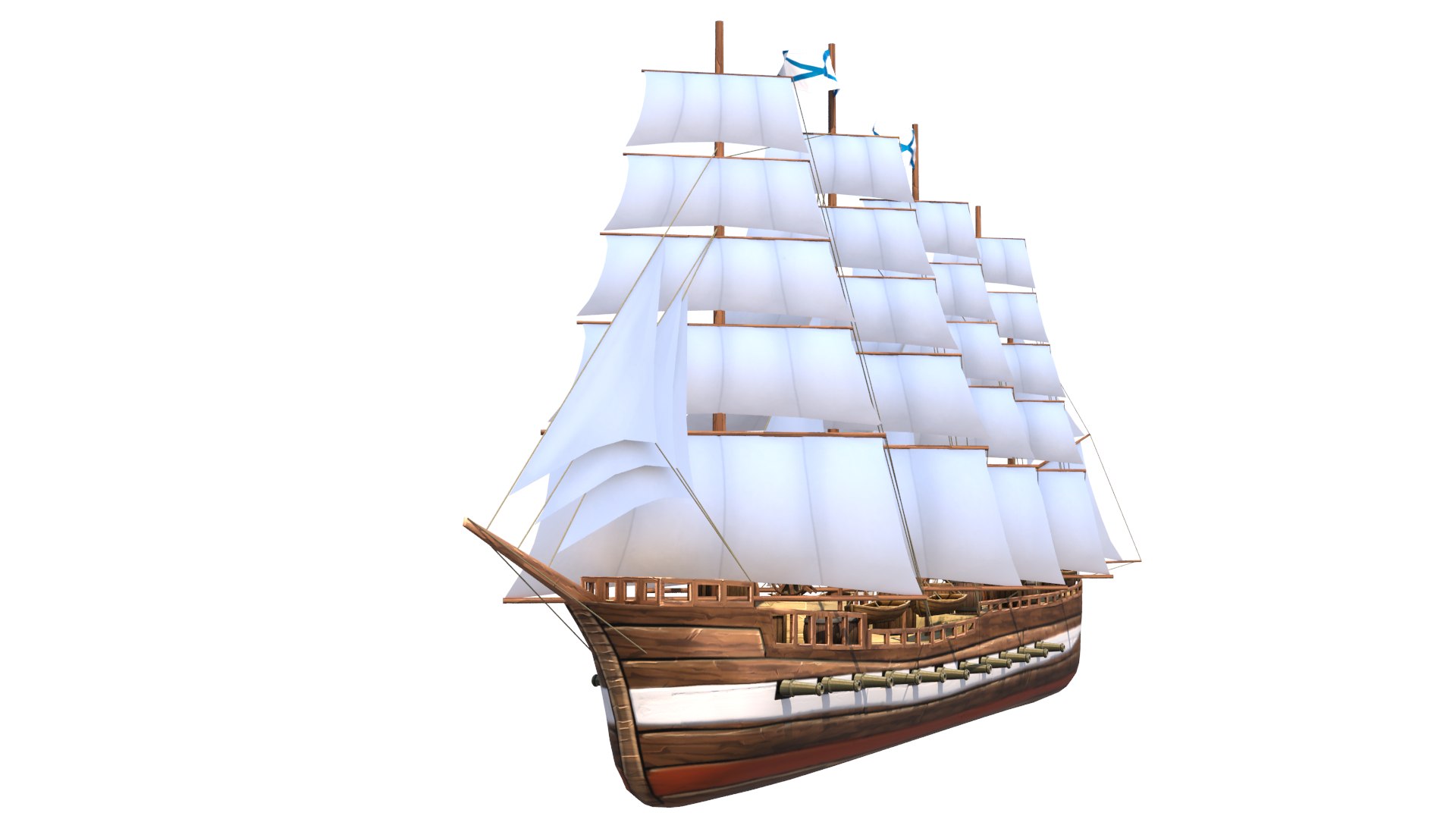 Sail Ship Barque Model - TurboSquid 1246082