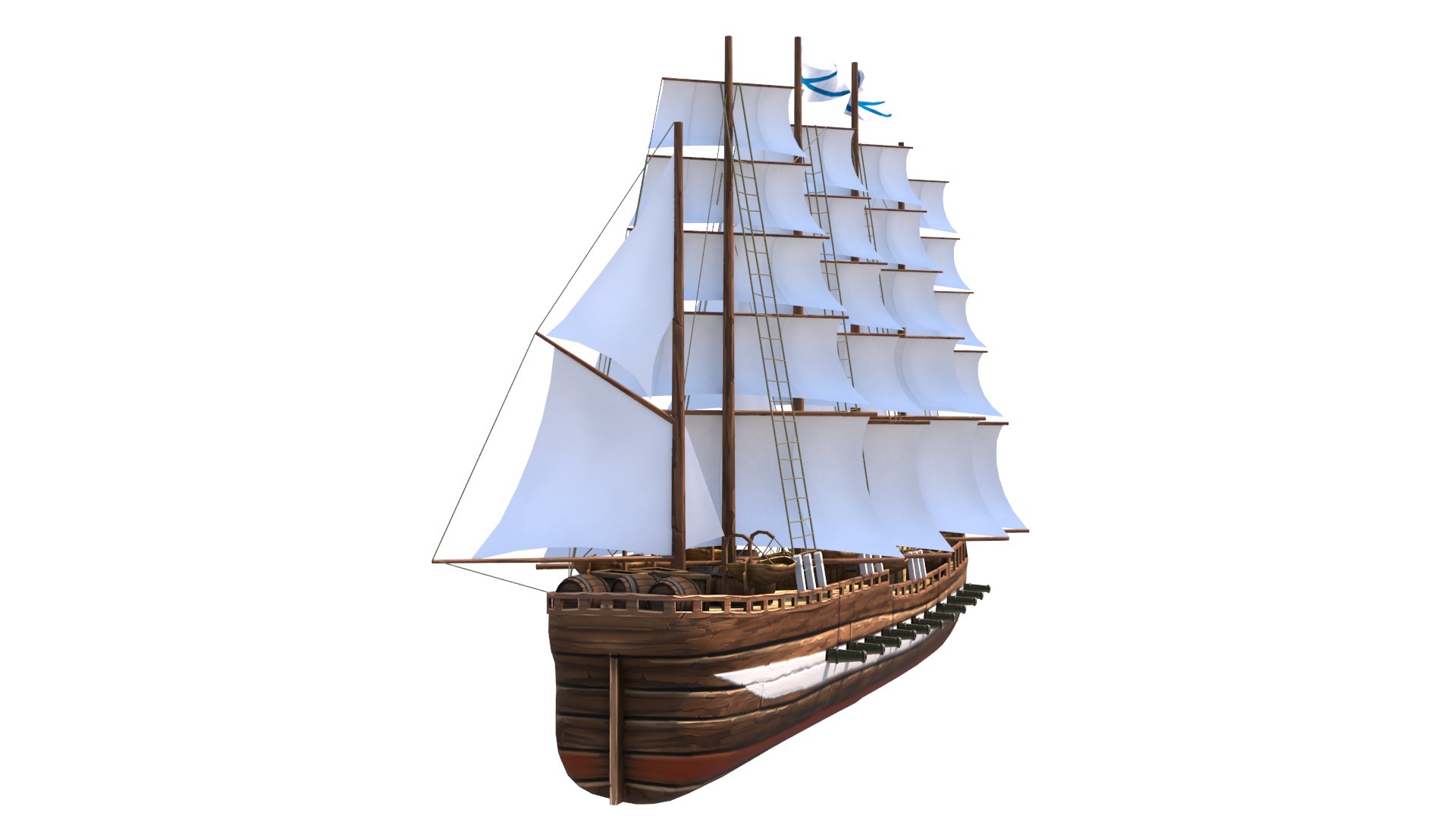 Sail Ship Barque Model - TurboSquid 1246082