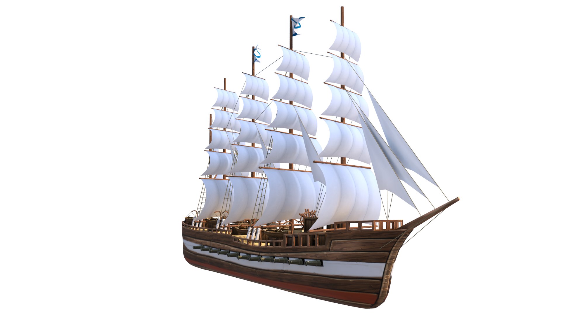 Sail Ship Barque Model - TurboSquid 1246082