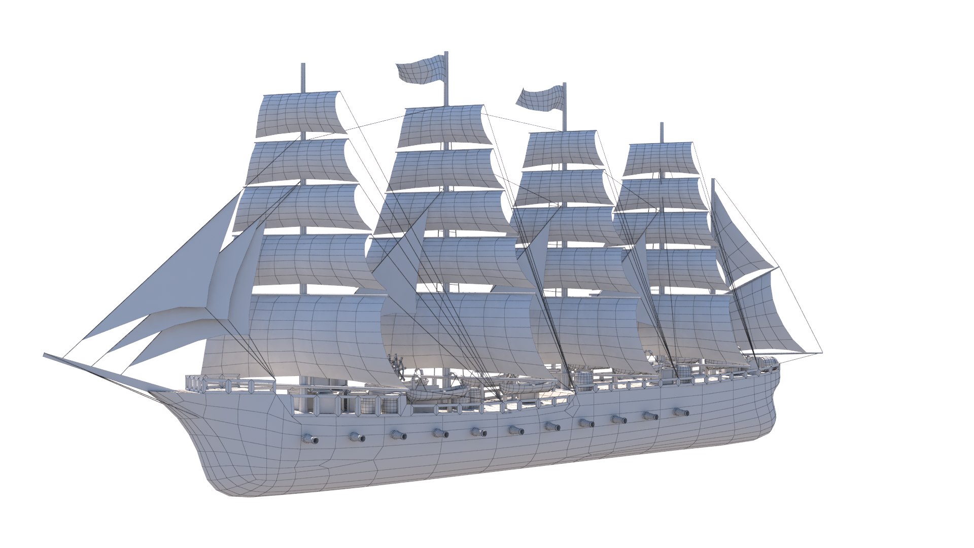 Sail Ship Barque Model - TurboSquid 1246082