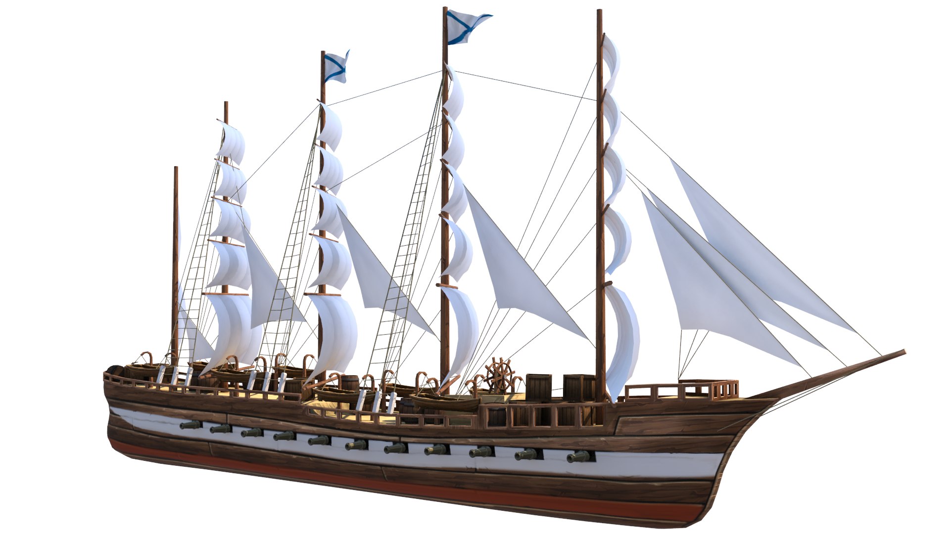Sail Ship Barque Model - TurboSquid 1246082