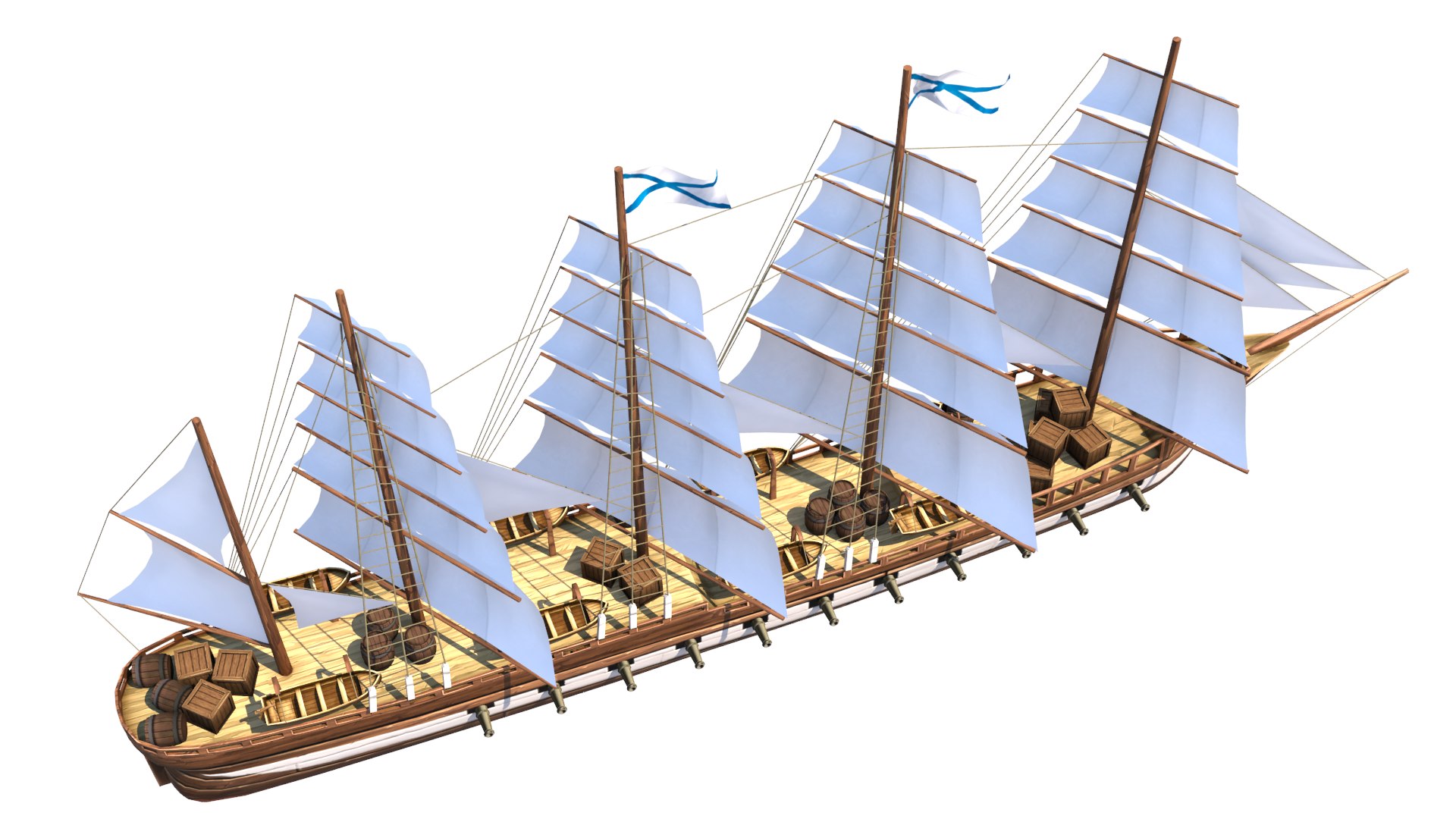 Sail Ship Barque Model - TurboSquid 1246082