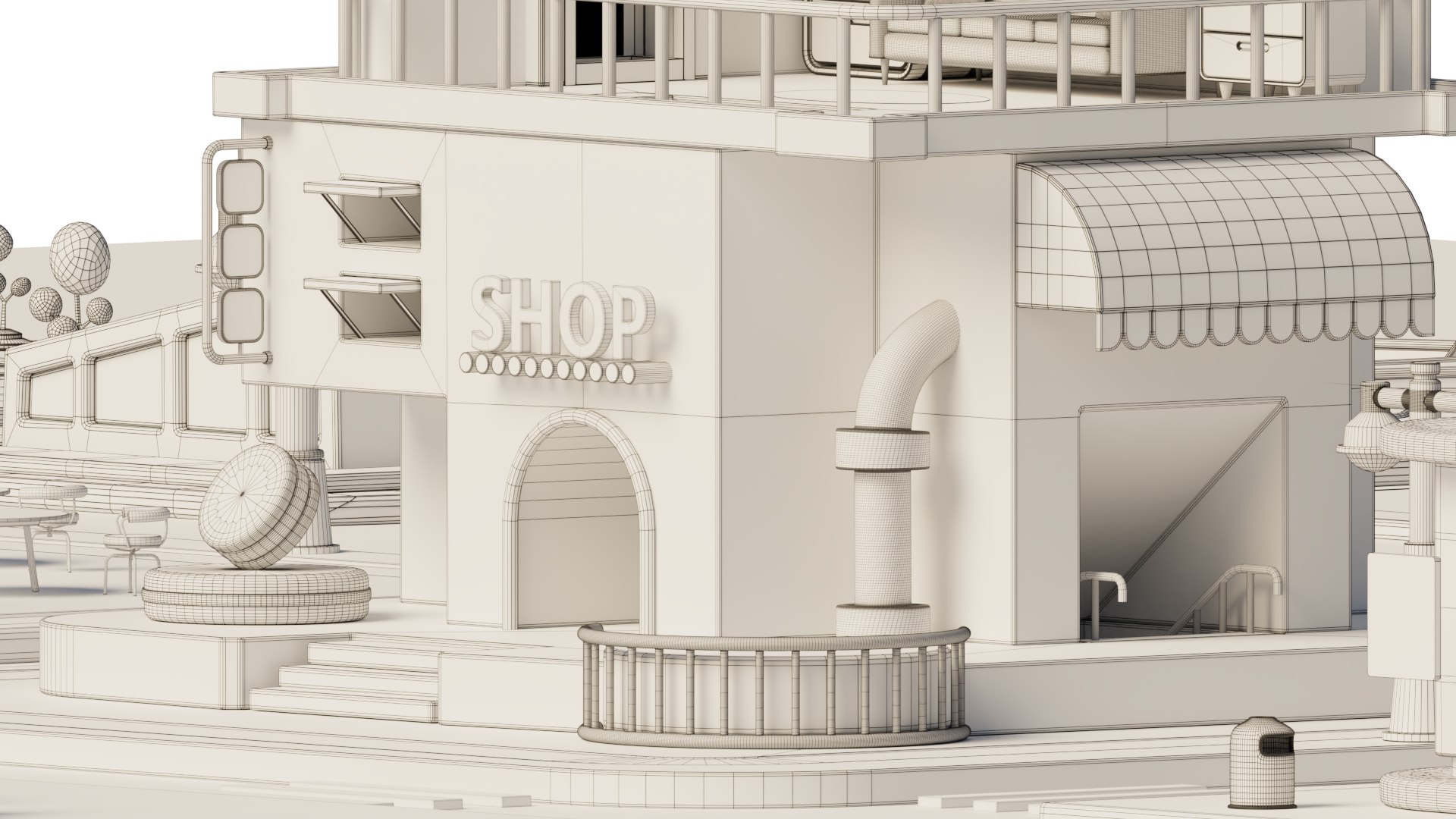 City Street Illustration 3D Model - TurboSquid 2106915