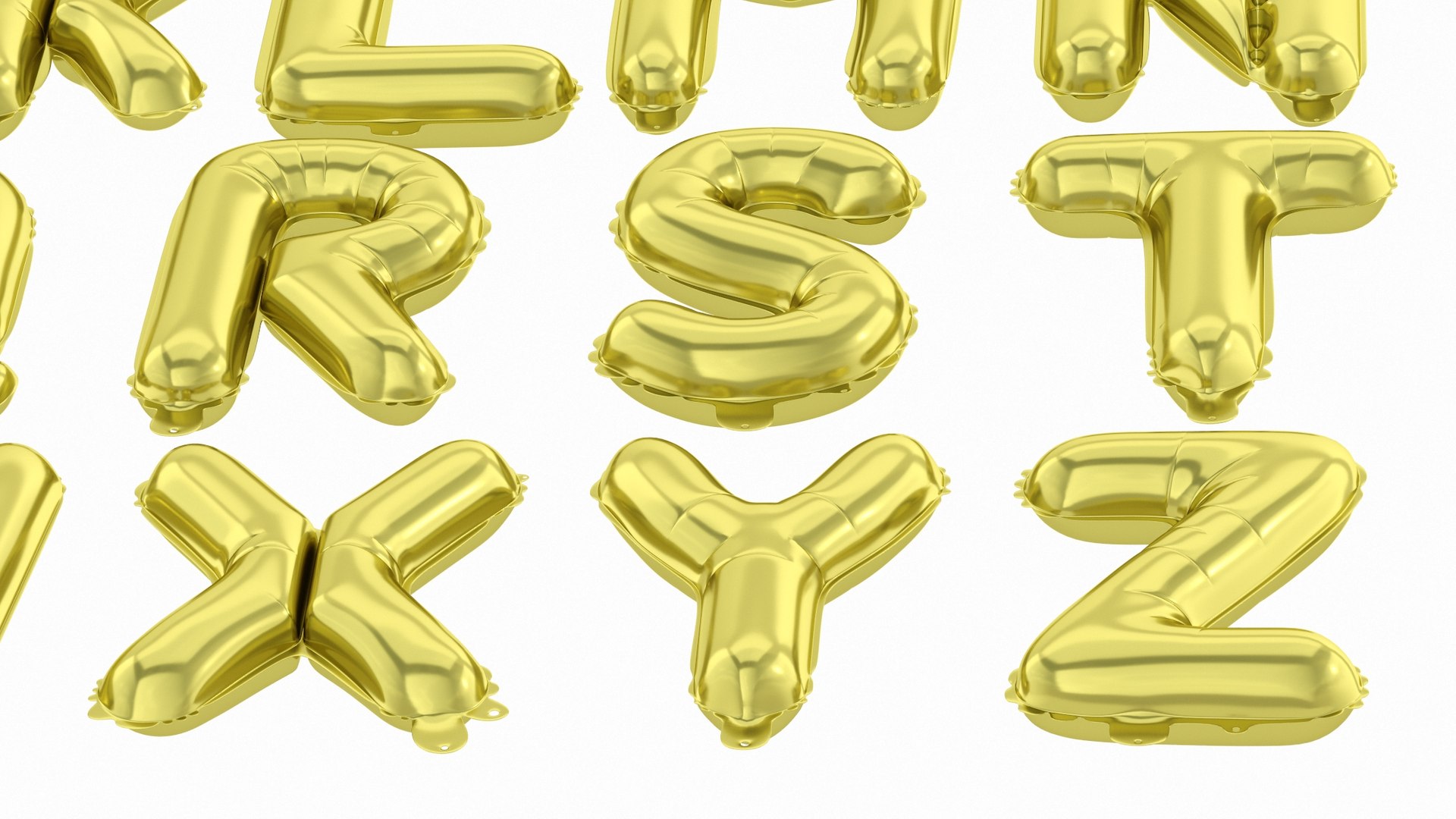 3D Balloon Gold Alphabet Model - TurboSquid 1612304