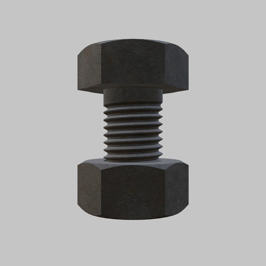 3D M8 Hex Bolts And Nuts Fine Threads Type With Rusty Iron Texture ...