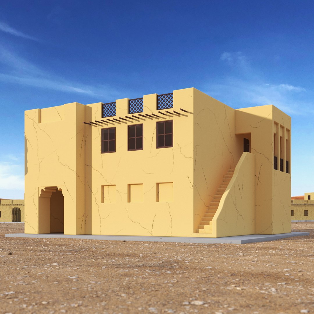 3D Cartoon Two Story Arab Adobe House - TurboSquid 2277652