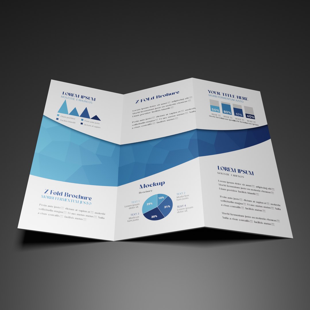 3D Folded Leaflet Brochure Mockup- A4 Size- Z Fold Model - TurboSquid 2467211