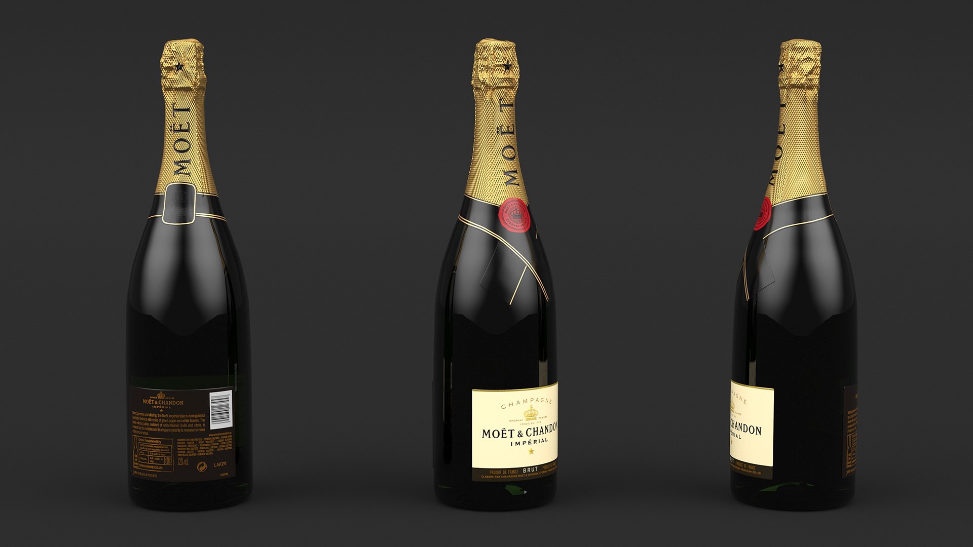 Champagne Bottle Moet And Chandon Brut Imperial 3D - TurboSquid 2276914