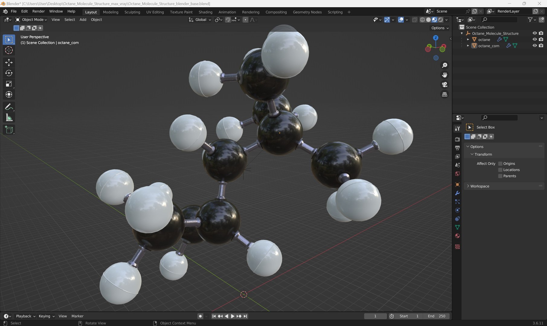 Octane Molecule Structure 3D Model - TurboSquid 2391466