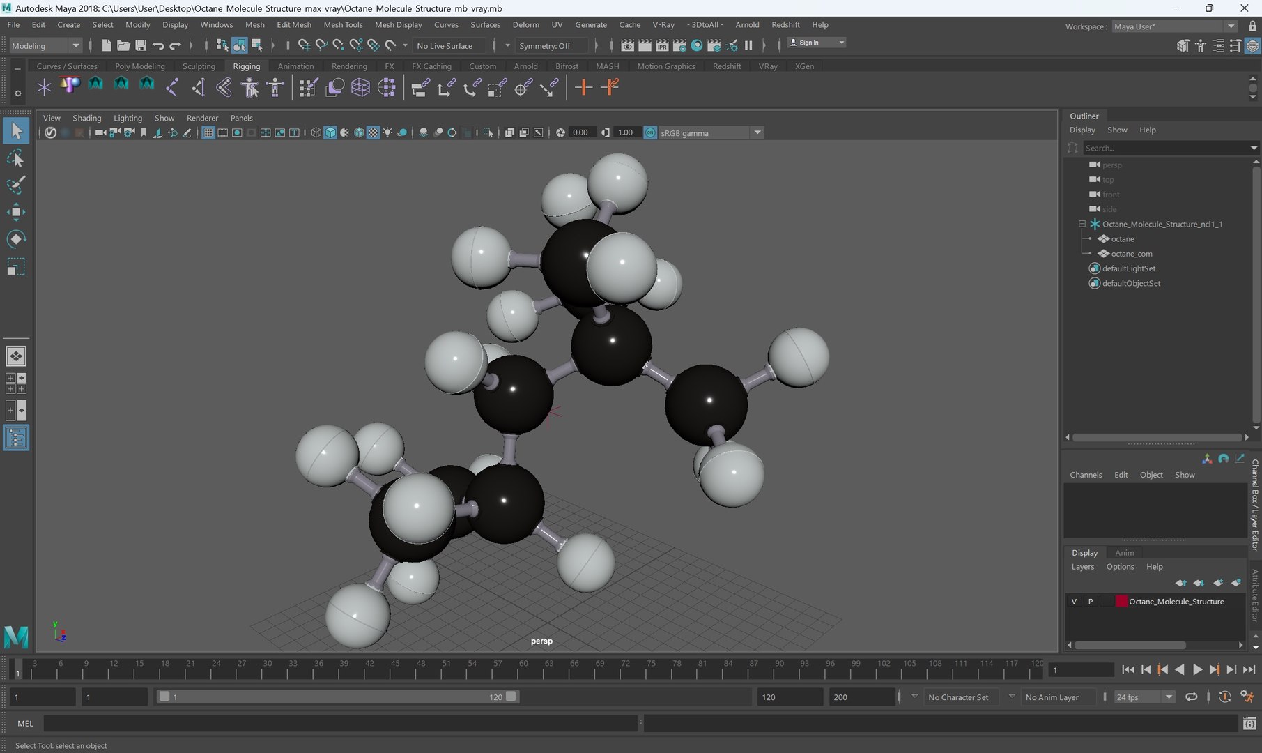 Octane Molecule Structure 3D Model - TurboSquid 2391466