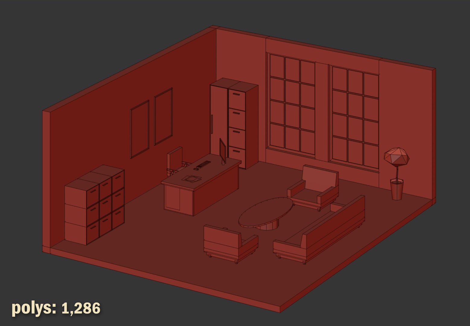 5 Set Low Poly Interior Office 3D Model - TurboSquid 2097451