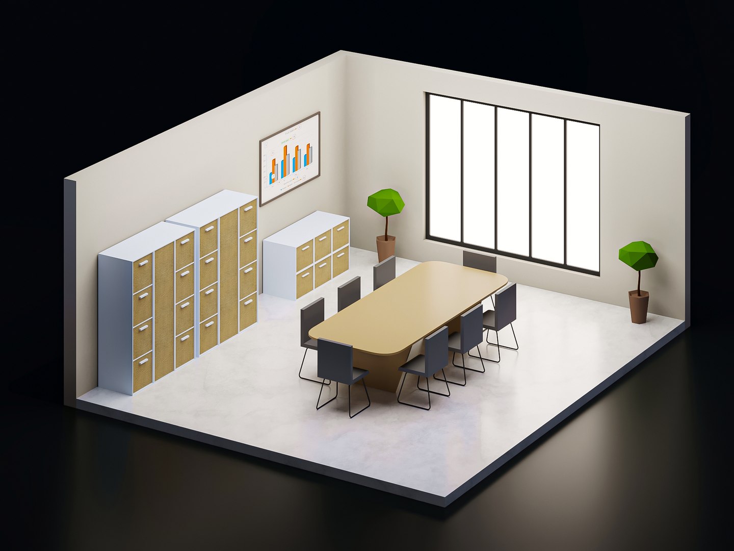 5 Set Low Poly Interior Office 3D Model - TurboSquid 2097451