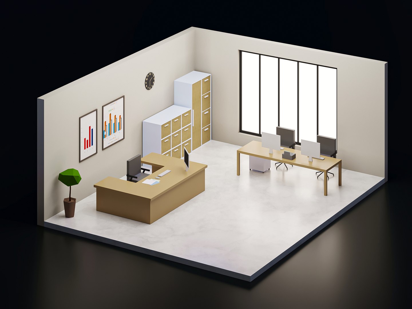 5 Set Low Poly Interior Office 3D Model - TurboSquid 2097451