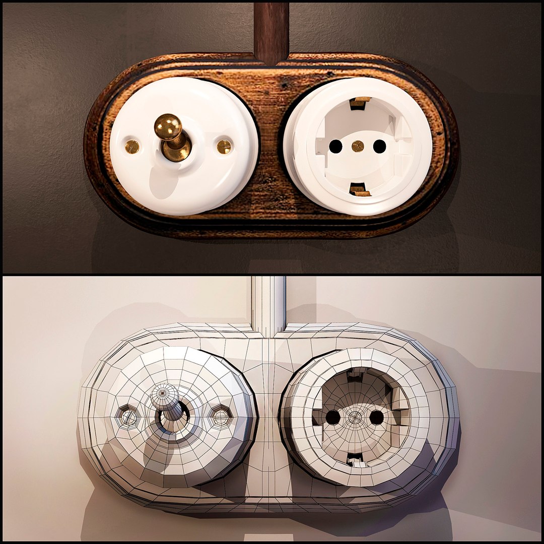 3D Sockets Switches Loft Style Model - TurboSquid 1377997