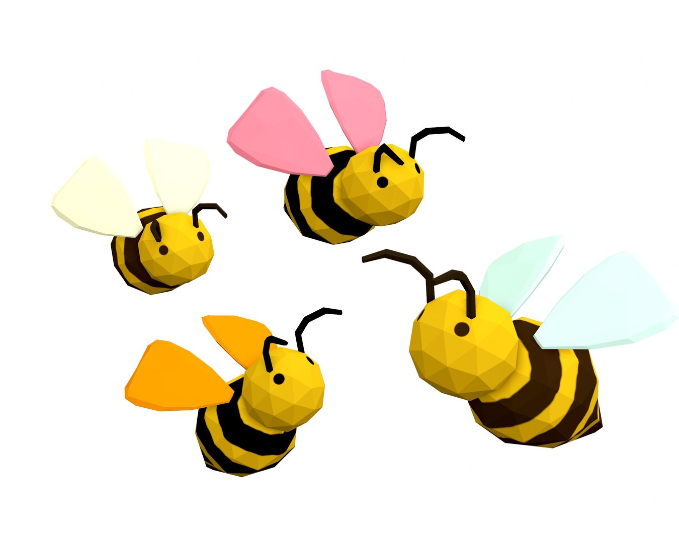 Cartoon Bees -LOW POLY Model - TurboSquid 1941263