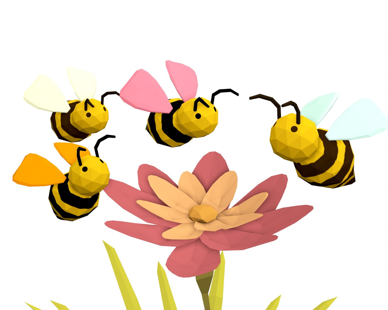 Cartoon Bees -LOW POLY Model - TurboSquid 1941263
