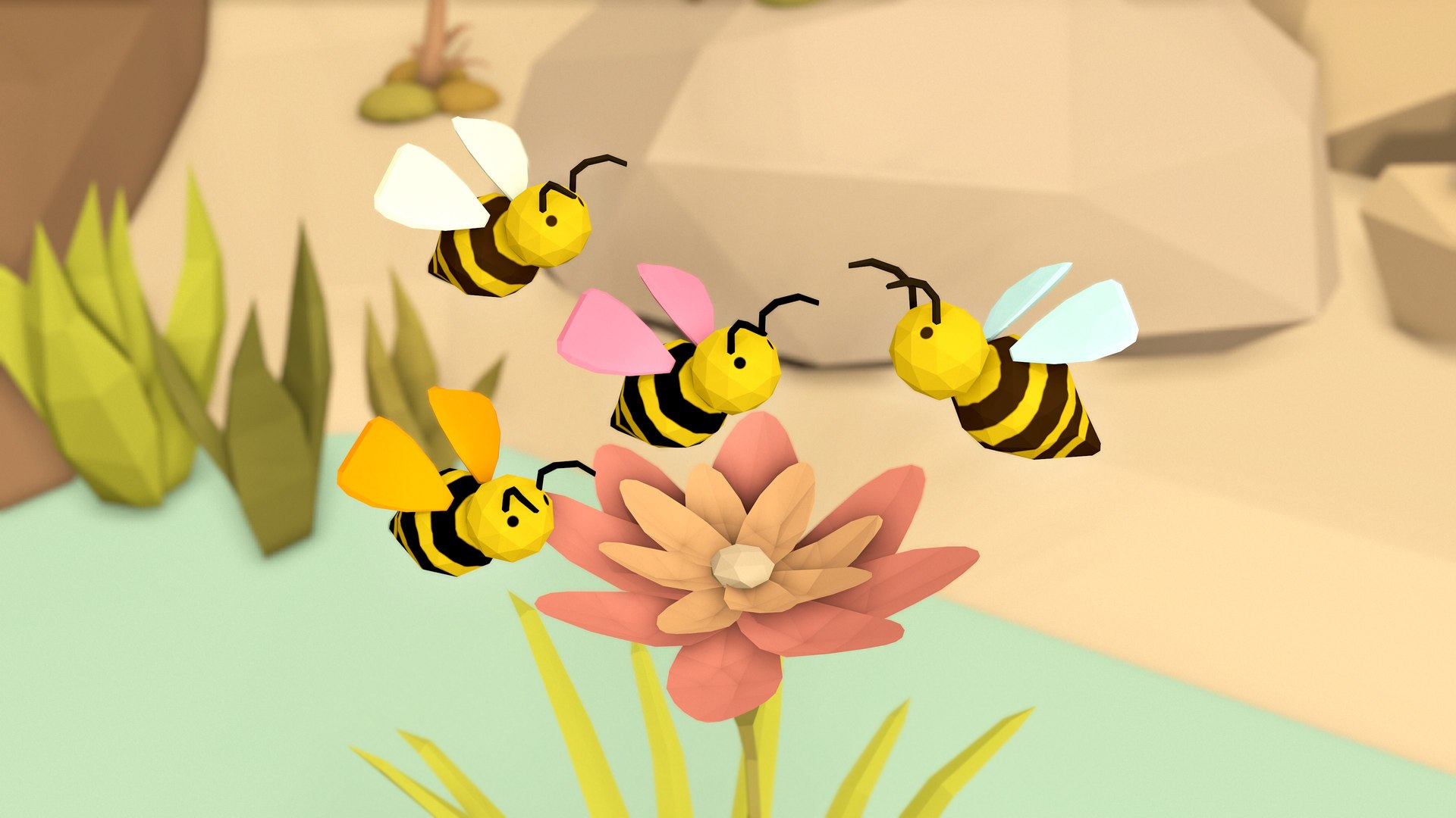 Cartoon Bees -LOW POLY Model - TurboSquid 1941263